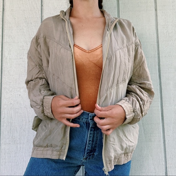 Vintage | Jackets & Coats | Vintage Beige Bomber Jacket | Poshmark